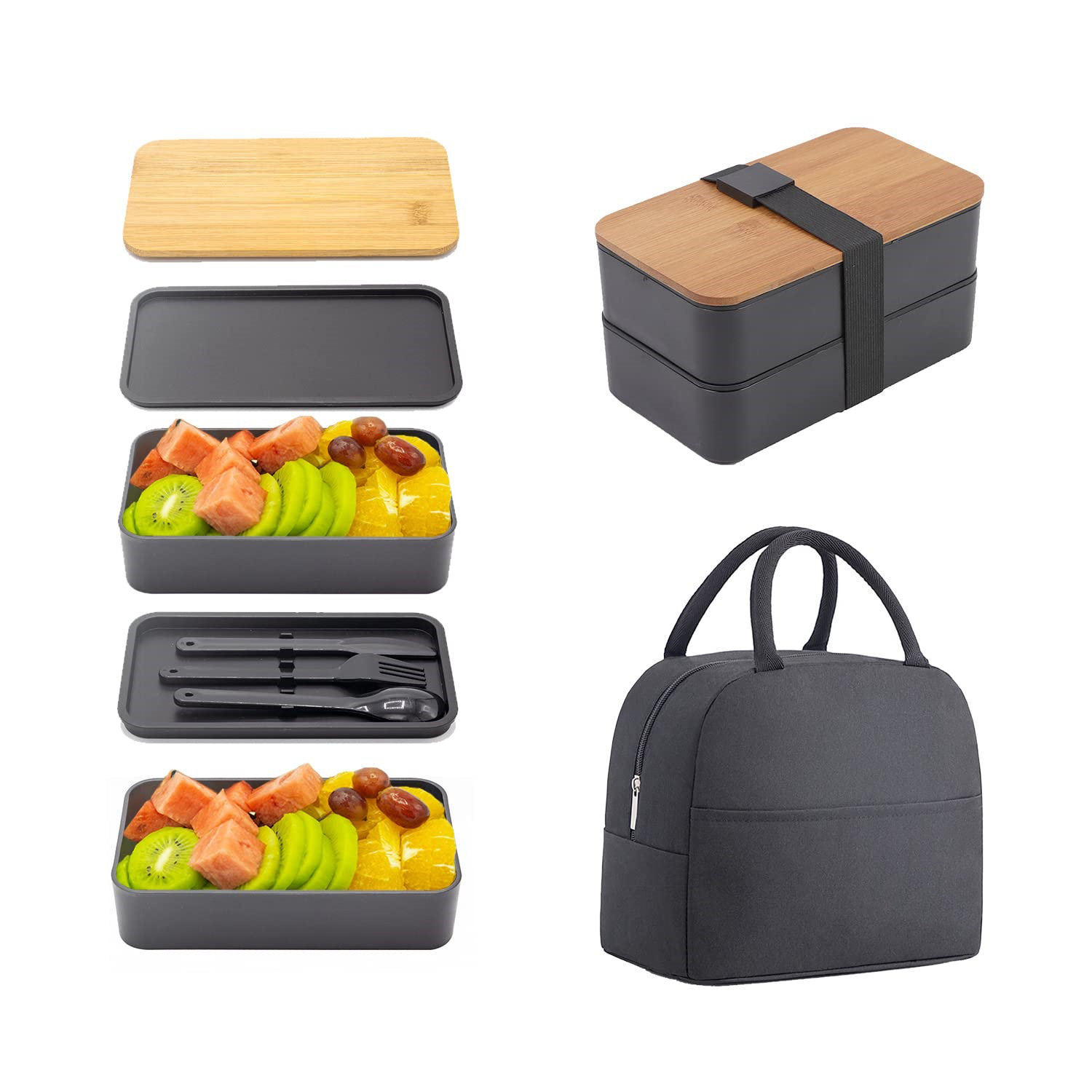 Arlmont & Co. Adult Lunch Box With Lunch Bag, Japanese Stackable Lunch ...