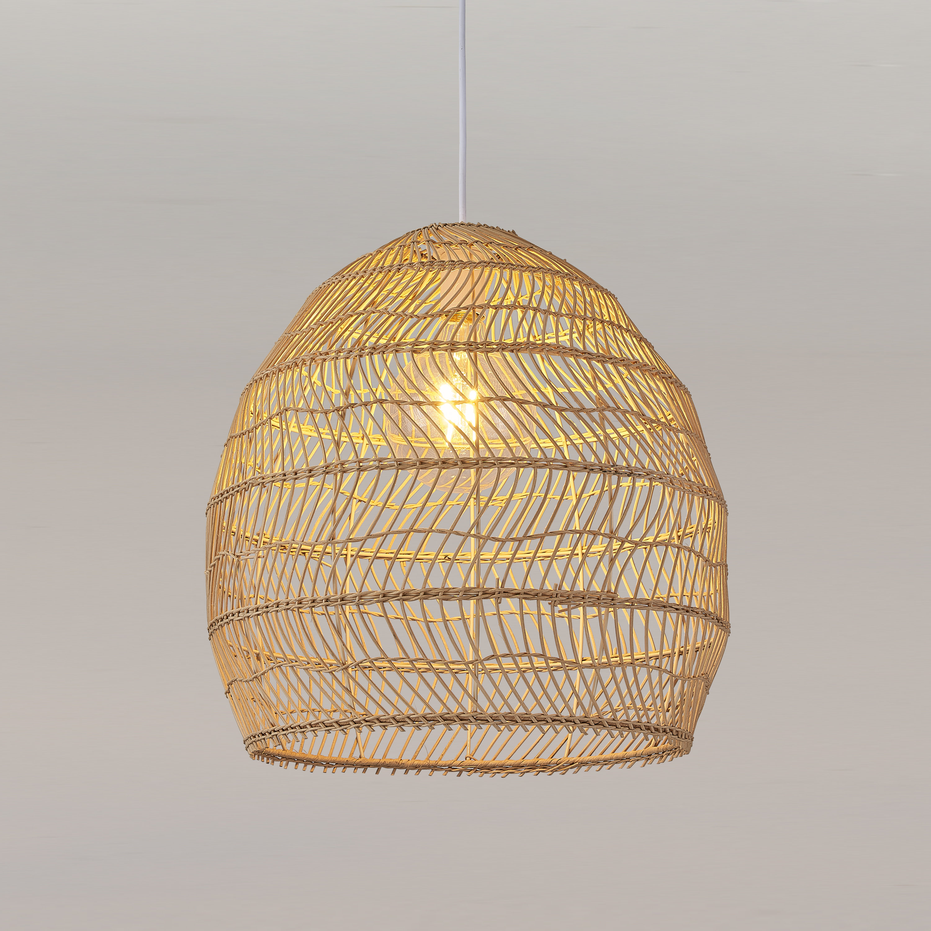 Bayou Breeze 1 Light Caged Chandelier In Natural Rattan And White Cord ...