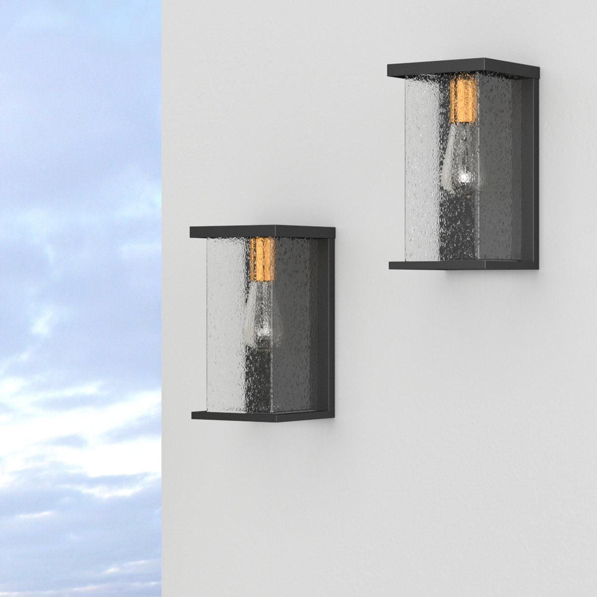 17 Stories Nykisha 11.2" H Seeded Glass Outdoor Flush Mount With Dusk ...