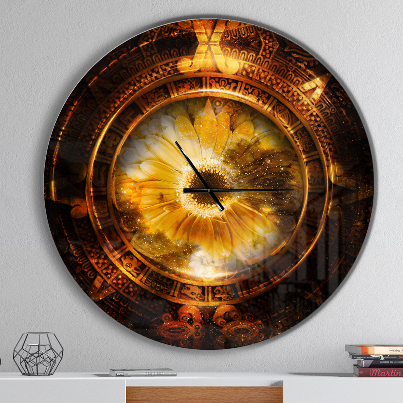 East Urban Home Ancient Mayan Calendar Collage - Modern wall clock ...