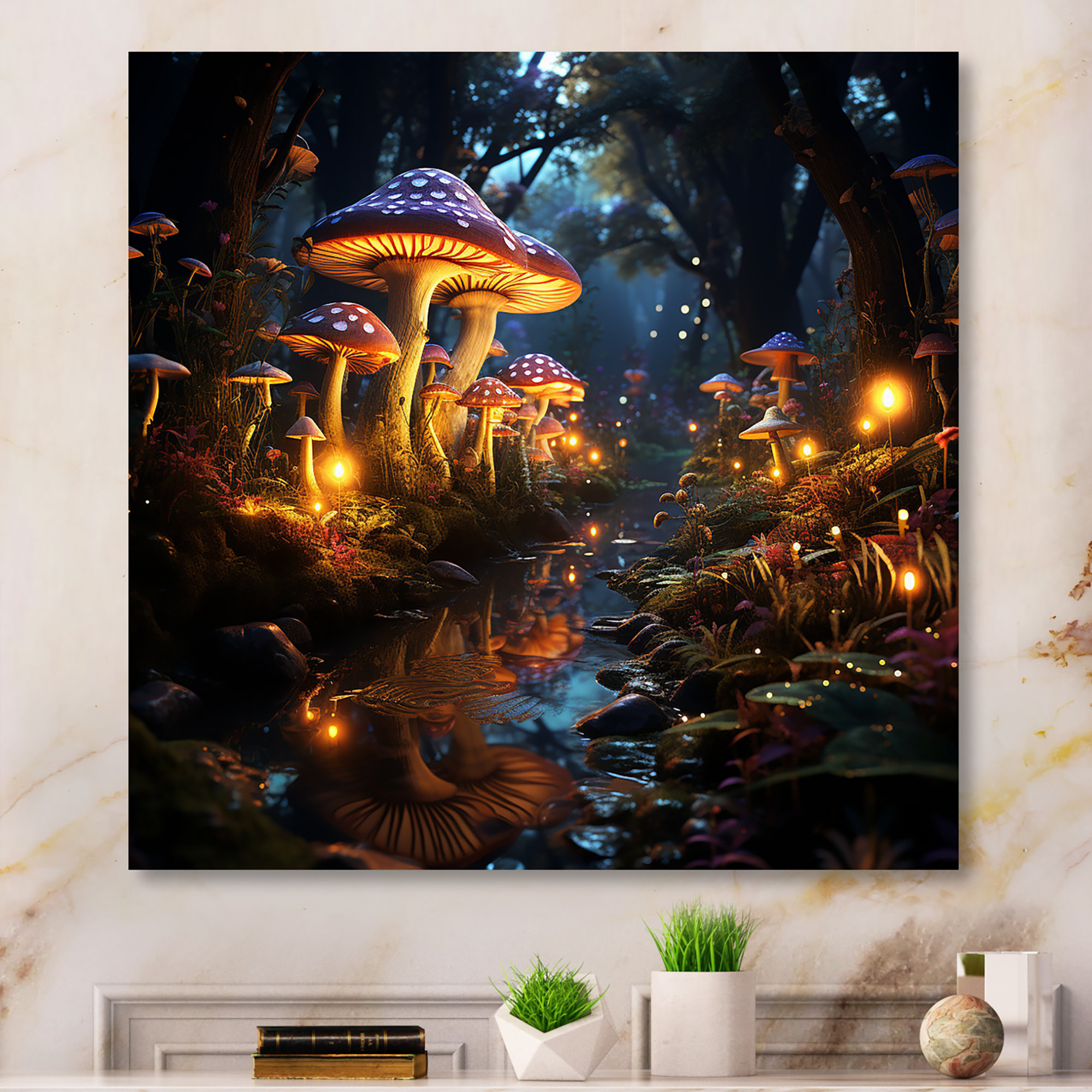 Lark Manor™ Muschroom Dreamscape Forest I - Fantasy Metal Wall Art ...