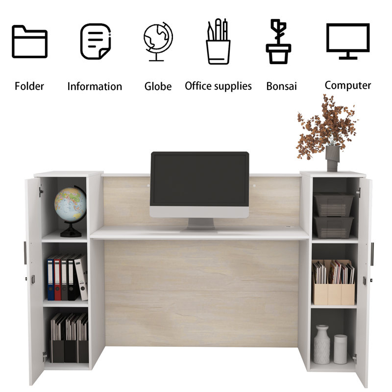 Ebern Designs Danzo Rectangular Wood Reception Desk & Reviews | Wayfair
