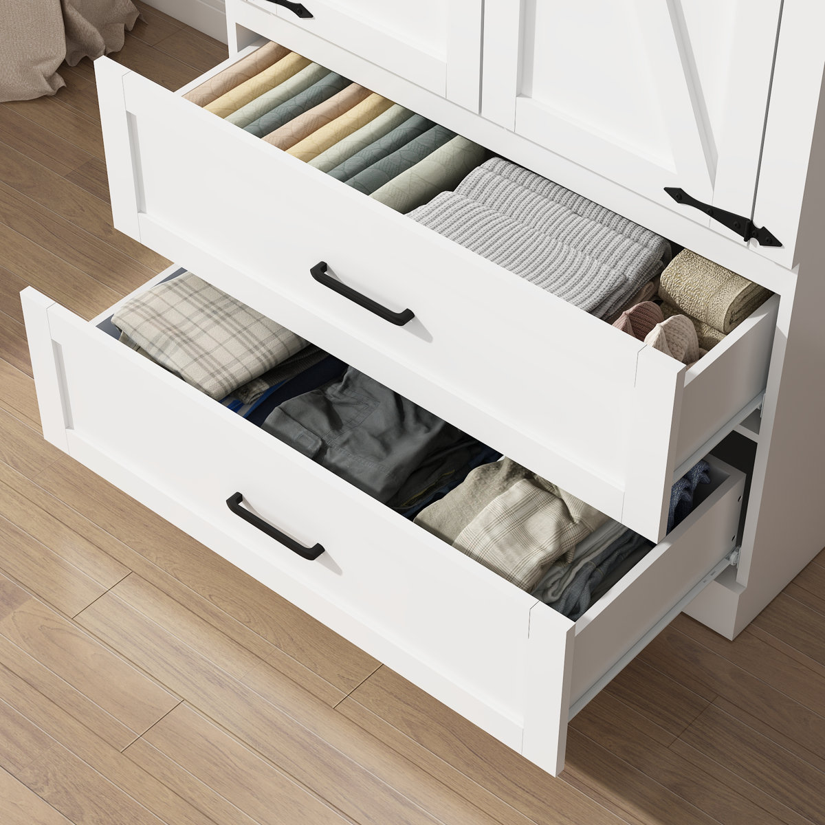 August Grove® 2-Door Armoire Wardrobe With 2 Drawers And Hanging Rod ...