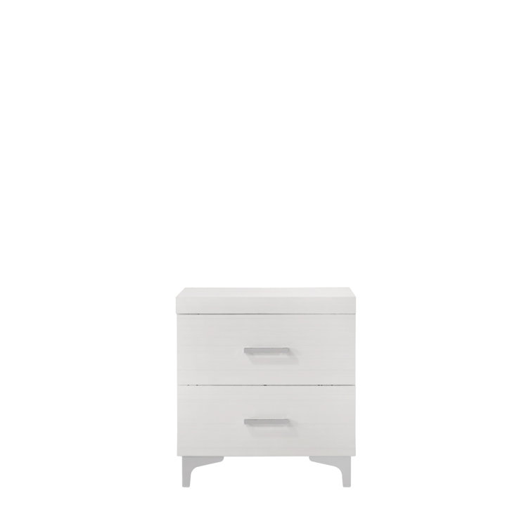 Wrought Studio Jakaiya 2 - Drawer Solid Wood Nightstand in White ...