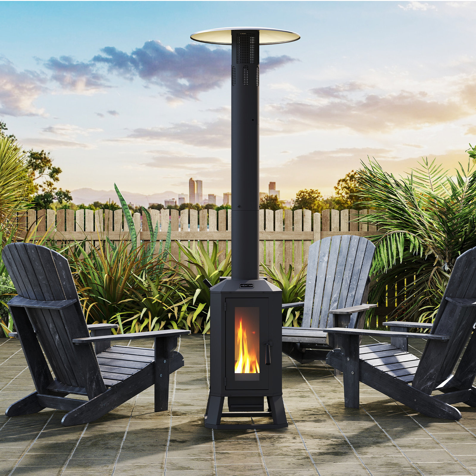 HEATAK Wood Pellet Outdoor Patio Heater with Glass Window | Wayfair