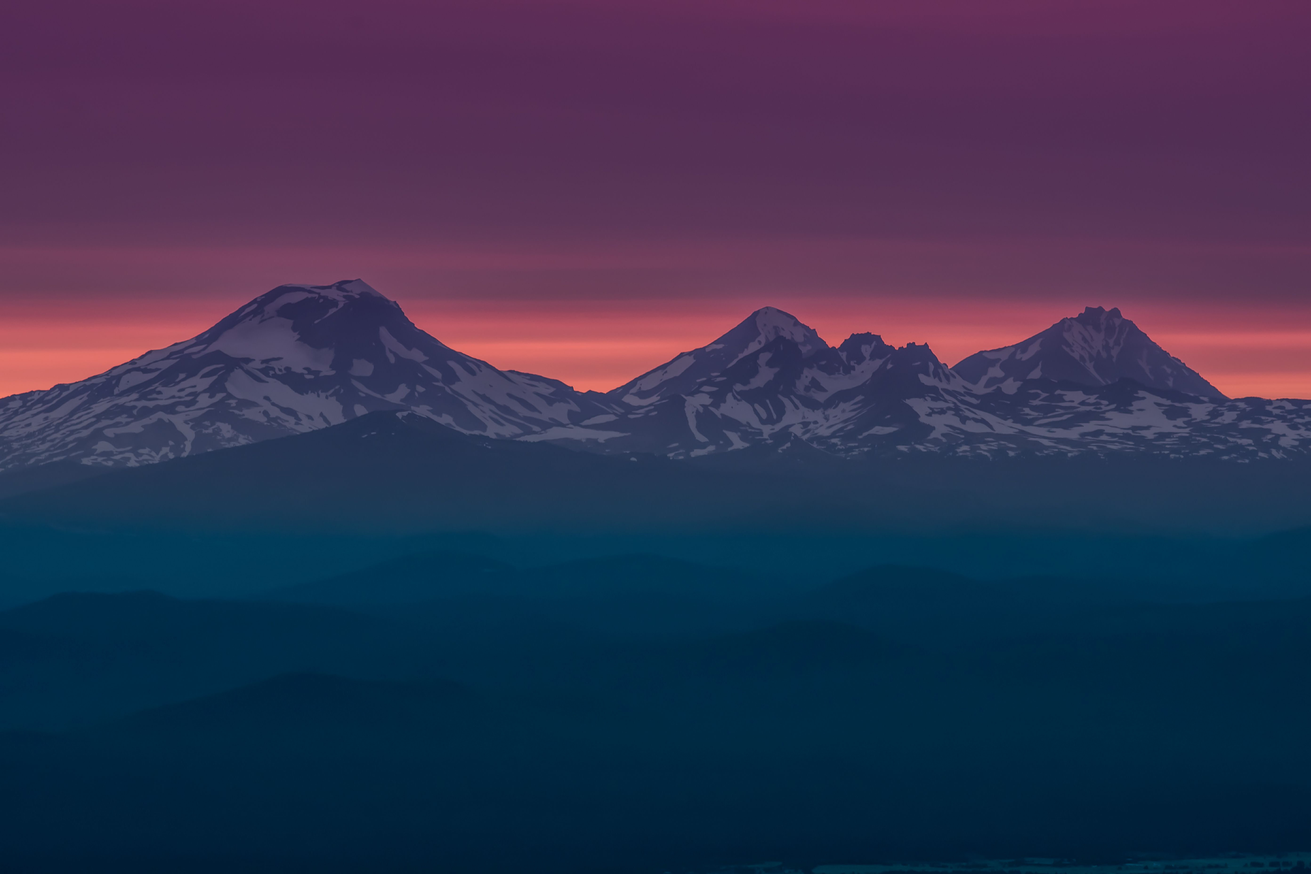 Millwood Pines The Three Sisters at Sunset - Wrapped Canvas Photograph ...