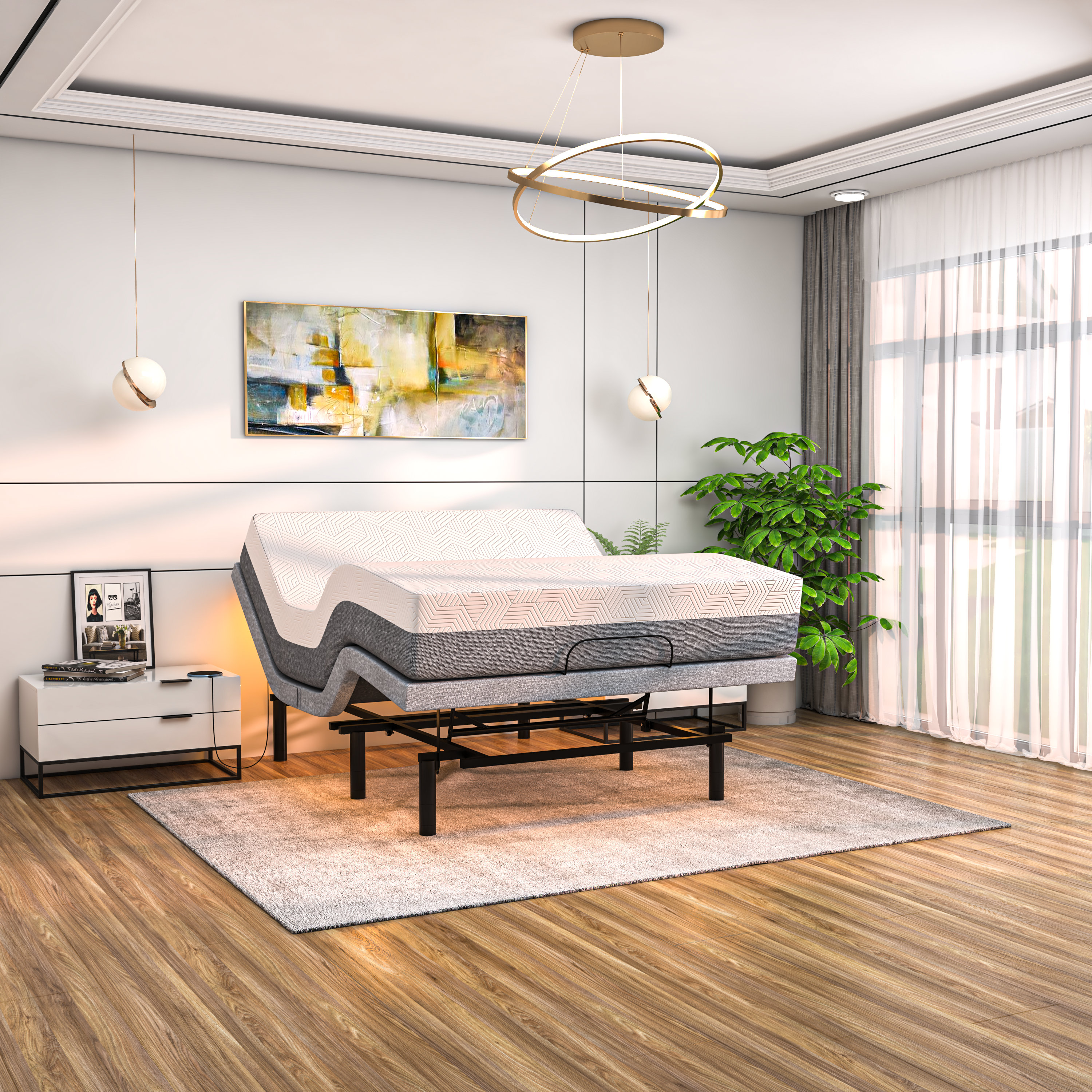 Renanim SF Elite Adjustable Bed With 10" Memory Mattress Included ...