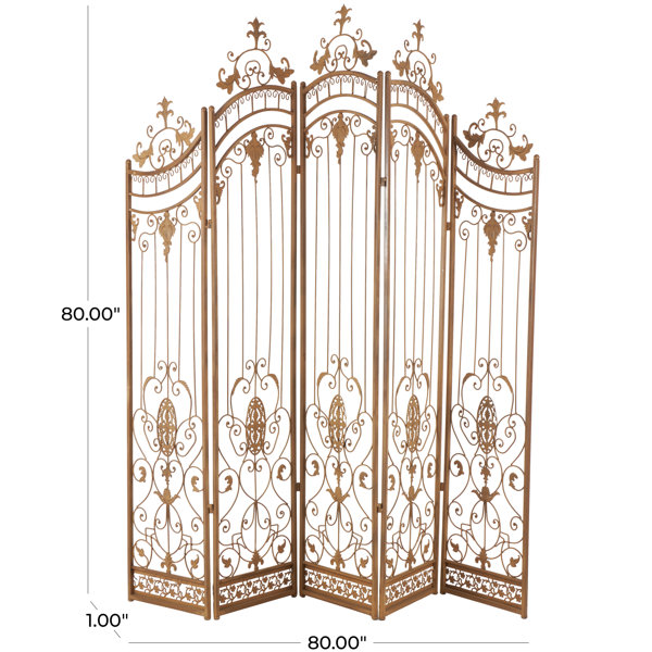 Astoria Grand Metal Hinged Foldable Arched Partition 5 Panel Partition ...