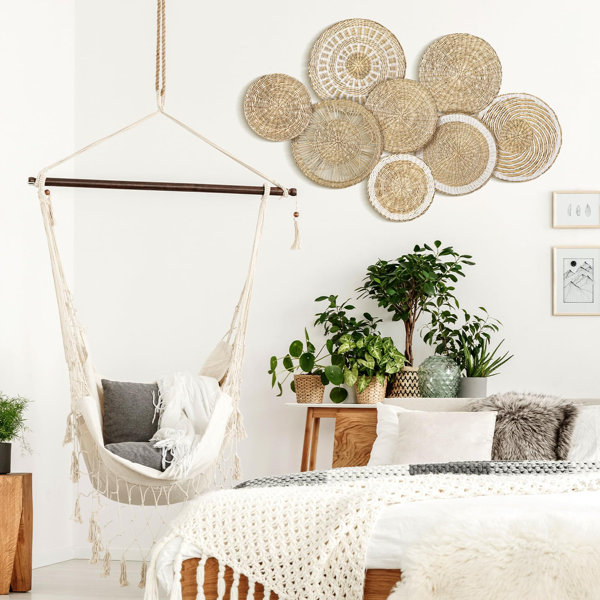 Dakota Fields Set Of 8 Hanging Woven Wall Basket Handmade Decorative ...