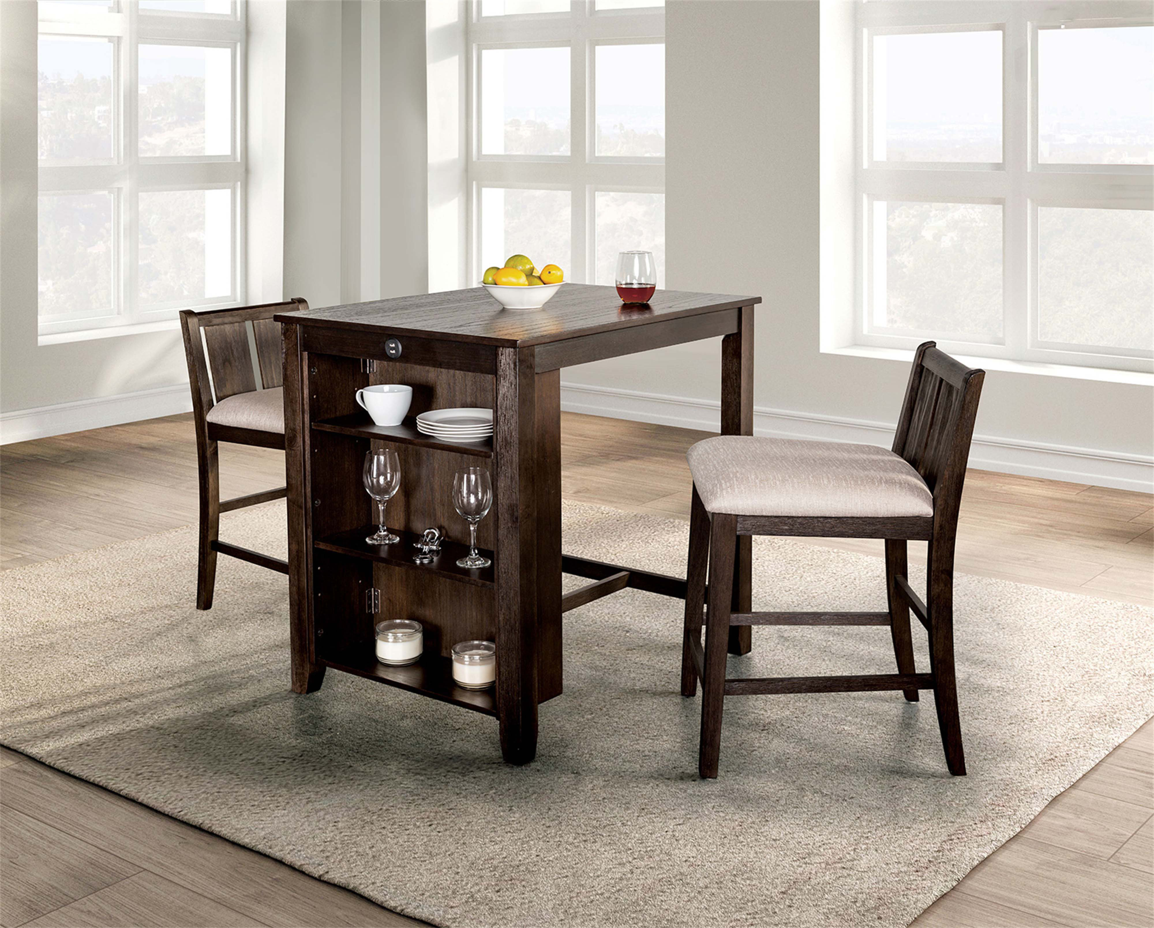 Latitude Run® Transitional Style 3-piece Dining Set with Storage ...