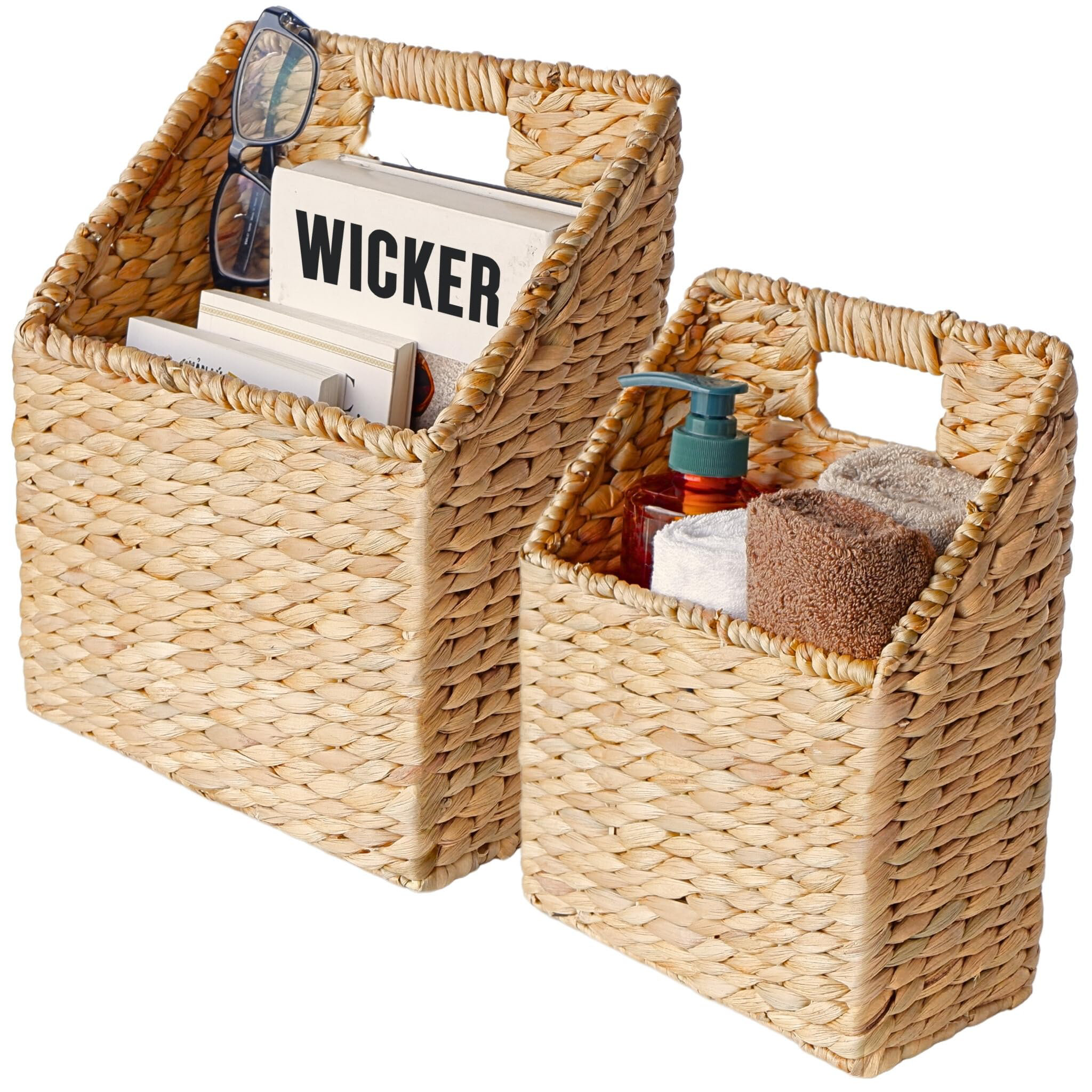 TUHOME FURNITURE LLC Set Of 2 Wicker Hanging Wall Storage Baskets, Wall ...