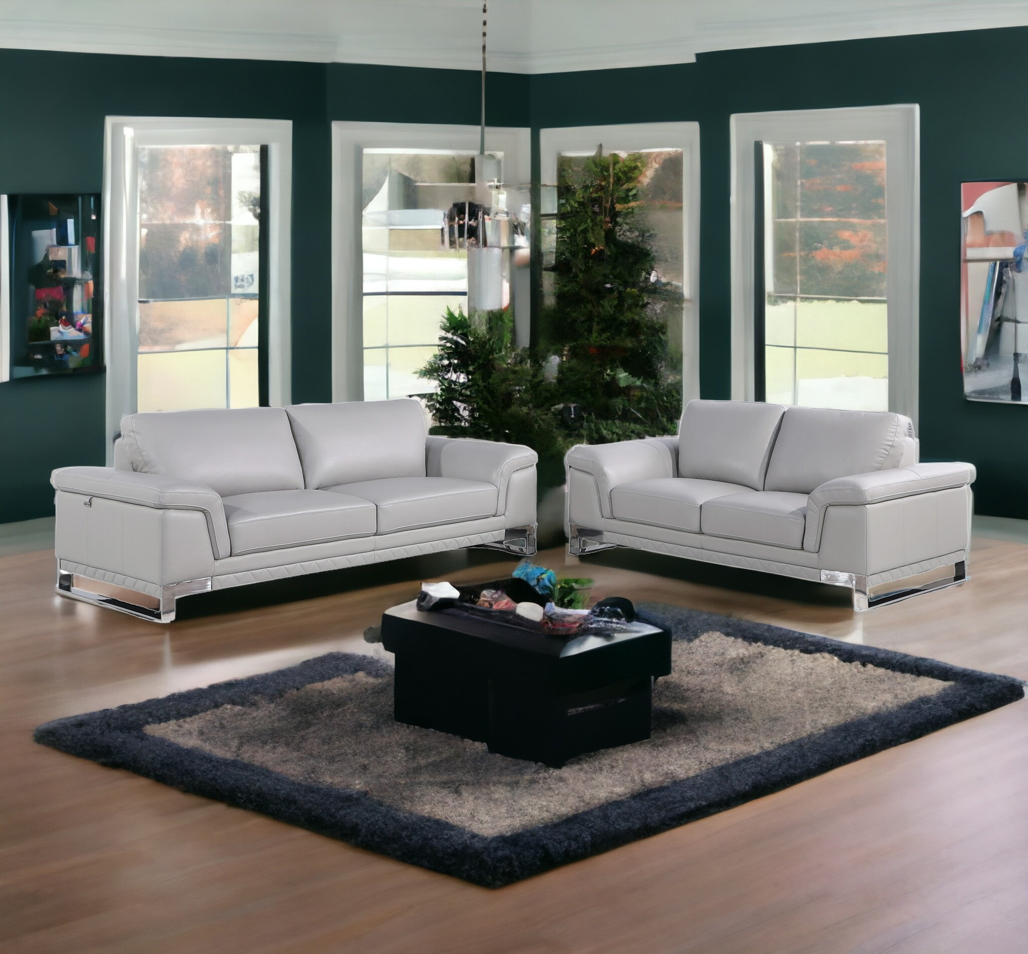 Orren Ellis Odige Two Piece Indoor Italian Leather Five Person Seating ...