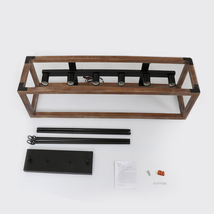 Gracie Oaks Brown Dining Room Hanging Chandelier Rectangular Lighting ...