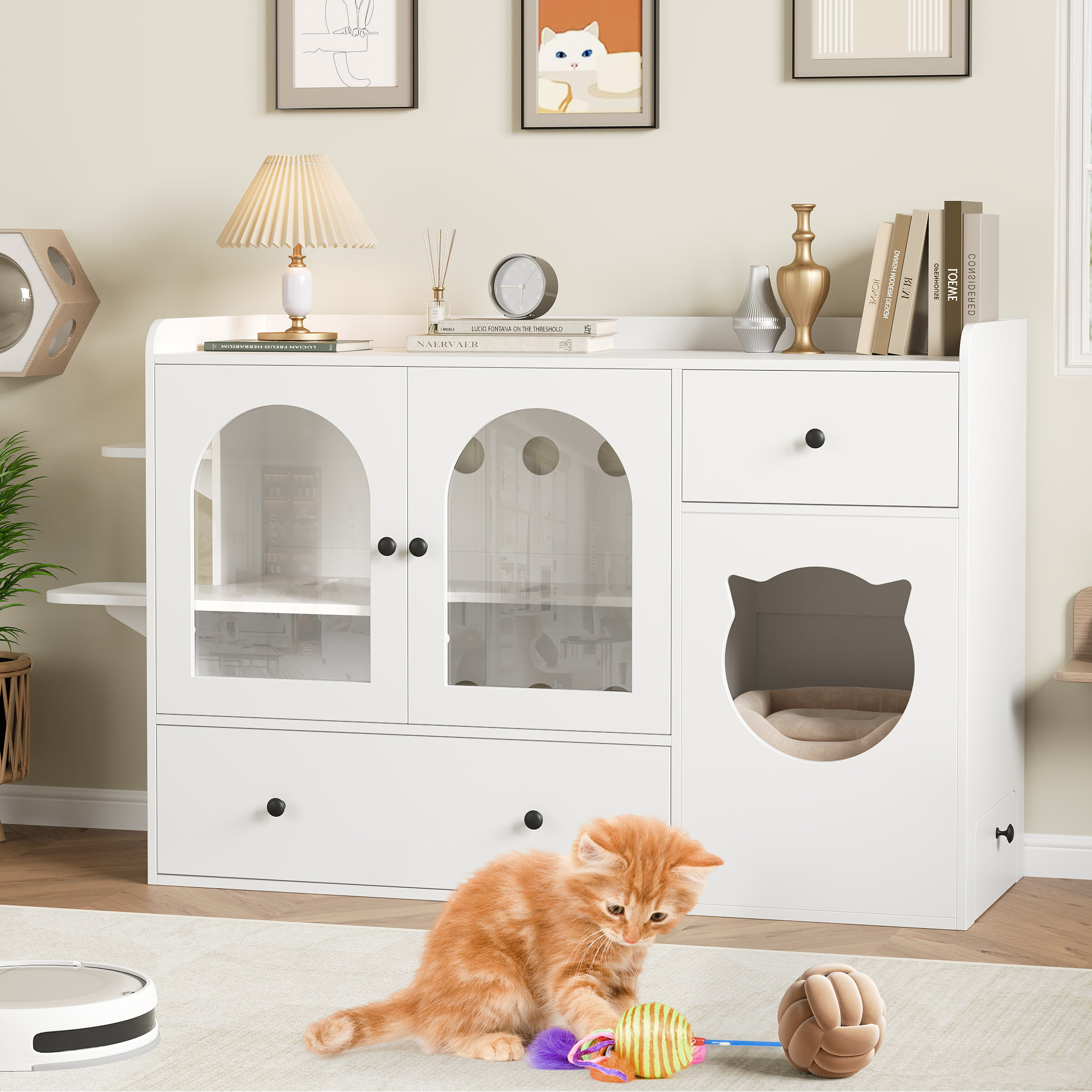 Tucker Murphy Pet™ 47.2" Cat Condo Litter Box Enclosure Cat Wooden ...