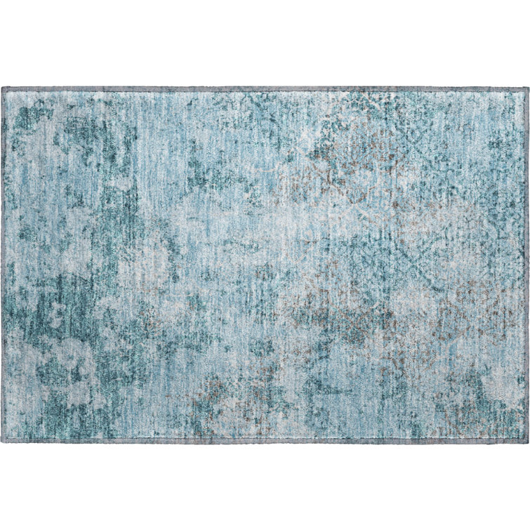 Bungalow Rose Premium Machine Washable Prisco Teal Rug | Wayfair