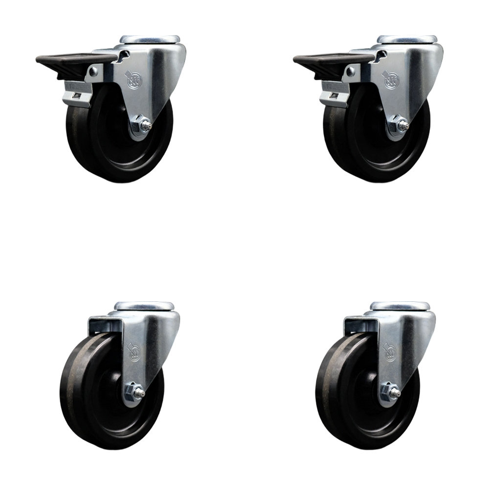 Service Caster 4 Piece Phenolic Wheel Swivel Bolt Hole Caster Set with ...