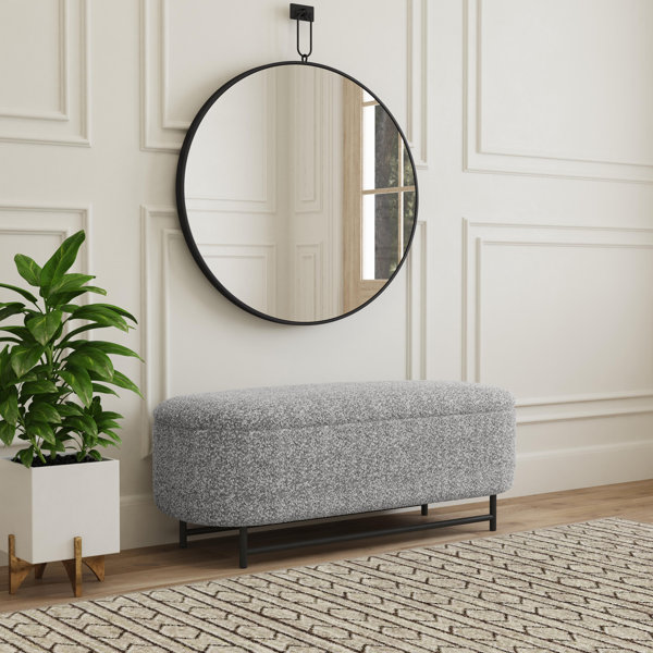 Homepop Ellipse Storage Bench With Metal Legs - Cream Boucle With Yarns ...