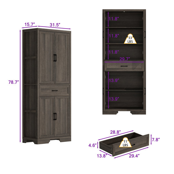 Winston Porter 31.5" Wide Vertical Storage Cabinet Dining Cabinet With ...