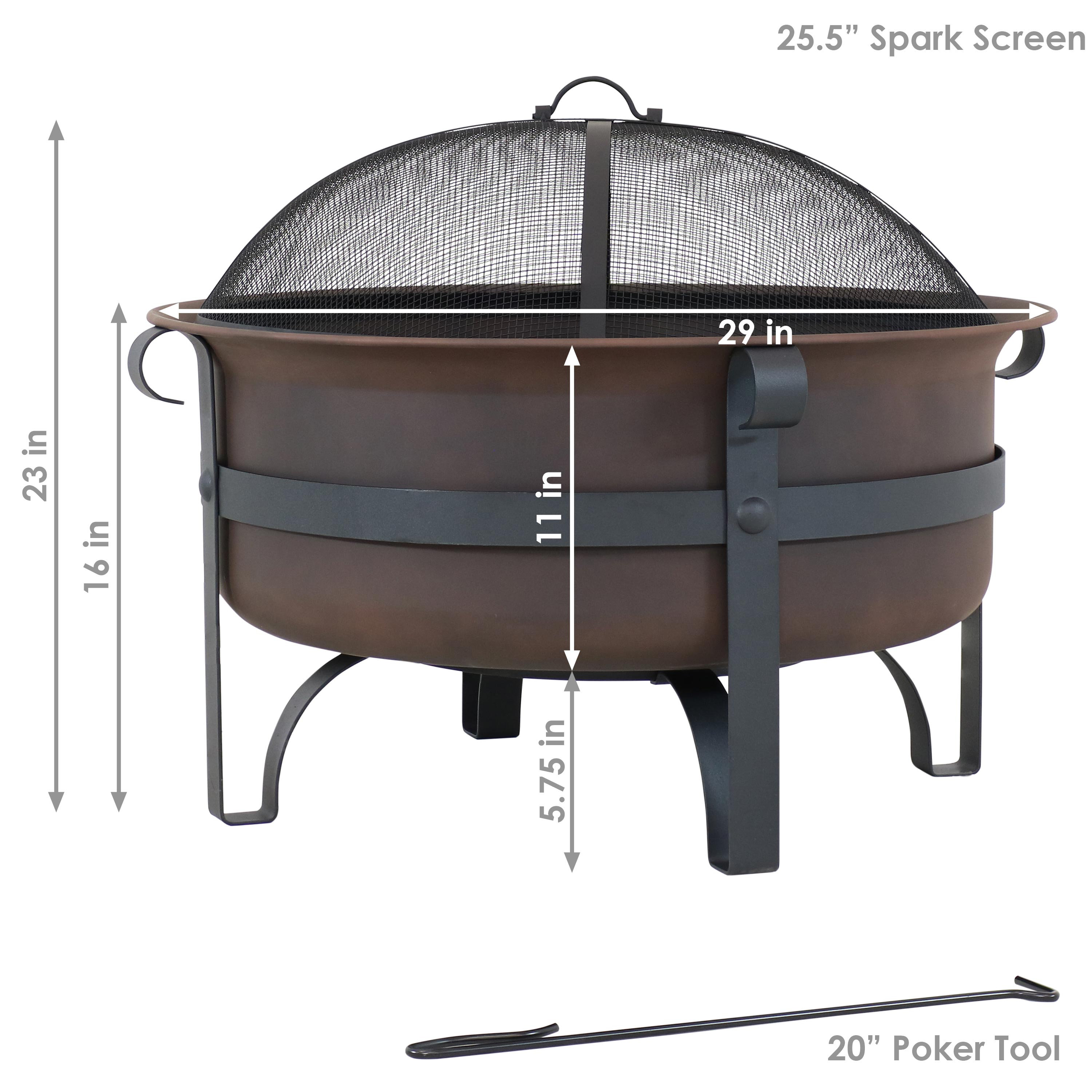 Red Barrel Studio® Banesa 29" Round Wood-Burning Bronze Finish Steel ...