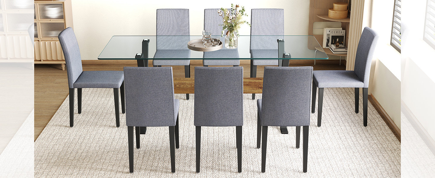 Latitude Run® Table and chair set.79"x31.5" Inch Tempered Glass ...