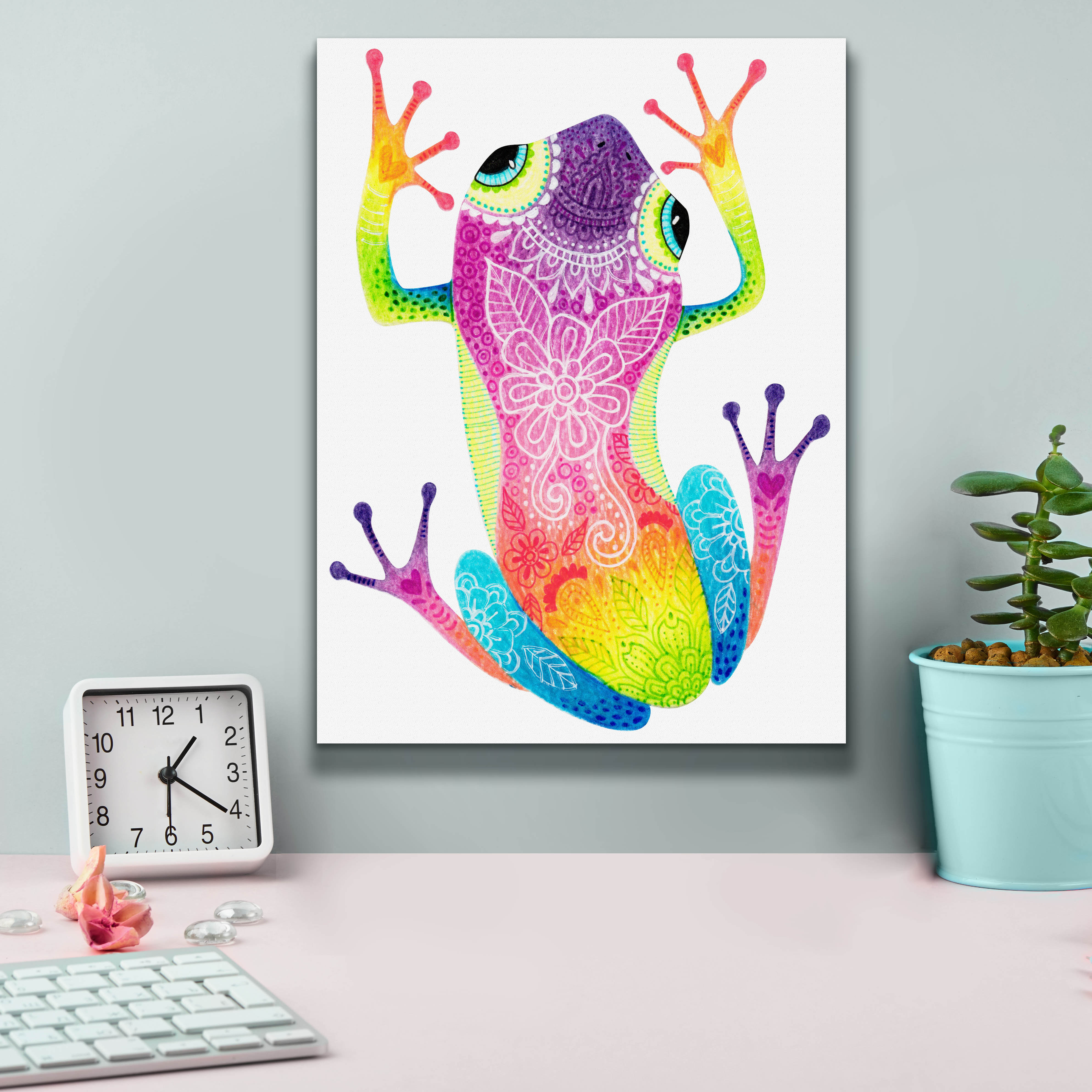 Winston Porter Rainbow Frog' by Hello Angel Canvas Wall Art | Wayfair