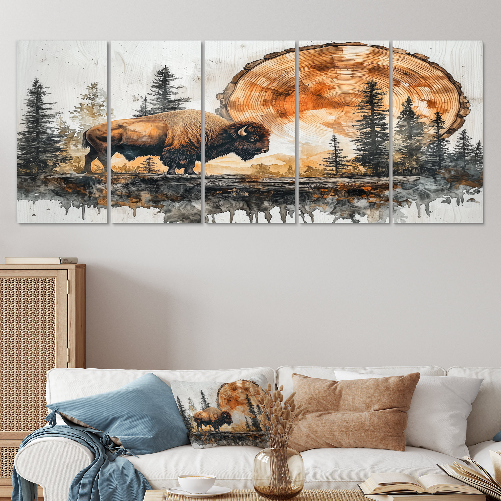 Union Rustic American Bison Into The Prairies II - Buffalo Animal Wall ...