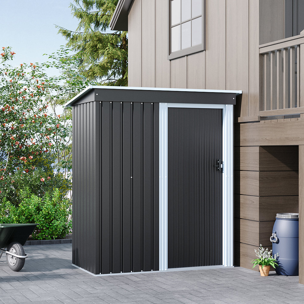 Garten Living Senga 5ft. W x 2.5 ft. D Metal Pent Tool Shed Garden Shed ...