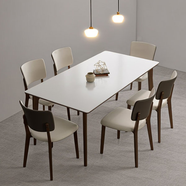 Corrigan Studio® Modern simple solid wood rock plate rectangular dining ...