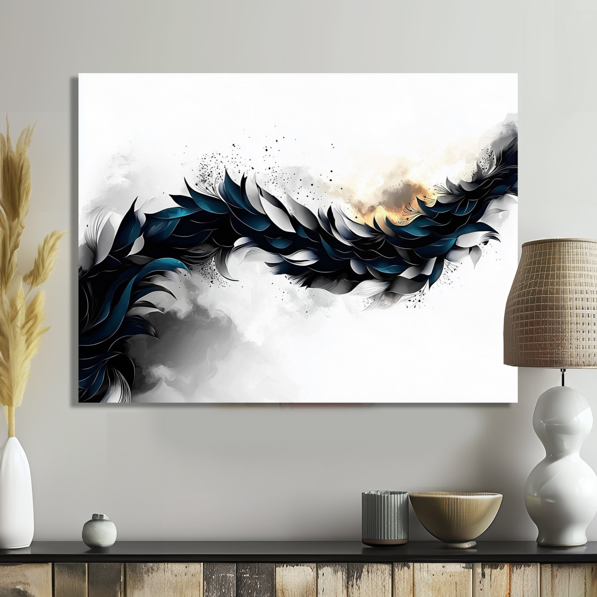 Latitude Run® Geometric Rift Of Aqua Waves III - Abstract Geometric ...