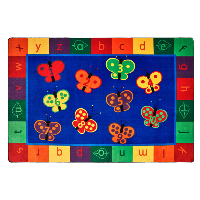 Carpets for Kids ABC 123 Butterflies Counting Literacy Tufted Blue/Red ...