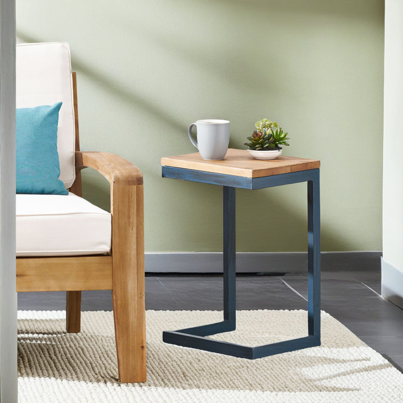 Ebern Designs Firwood Vintage Charm Small Accent Table With Iron Legs ...