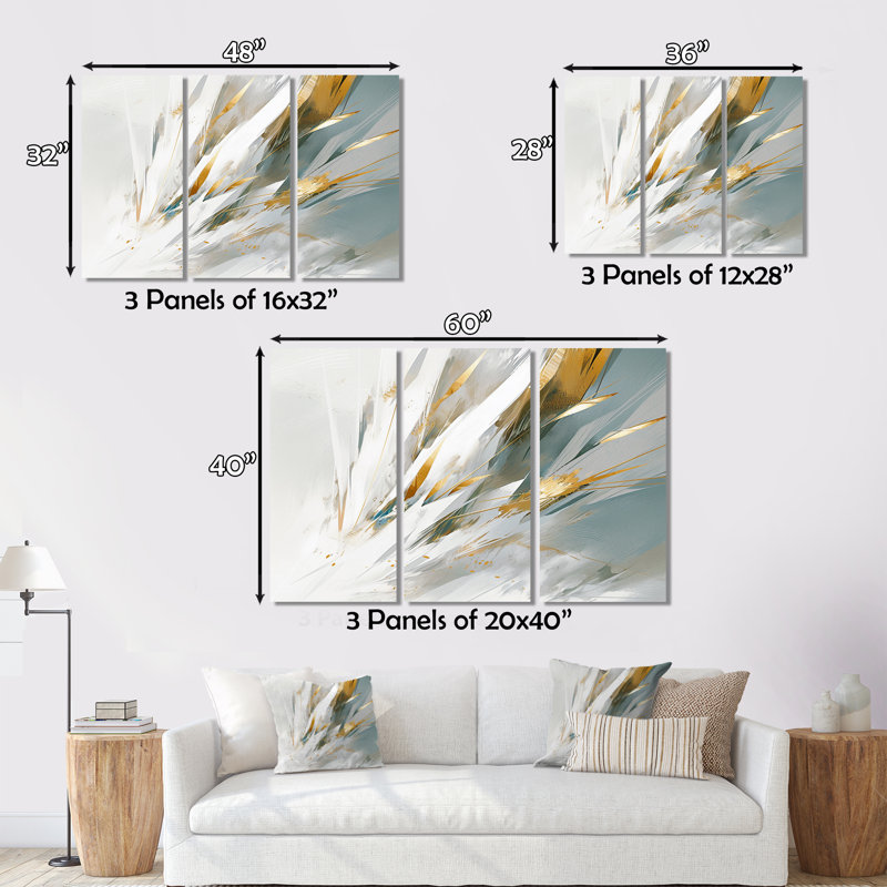 Mercer41 Gold and Cream Mosaic Echoes - Cubism Metal Wall Decor Set ...