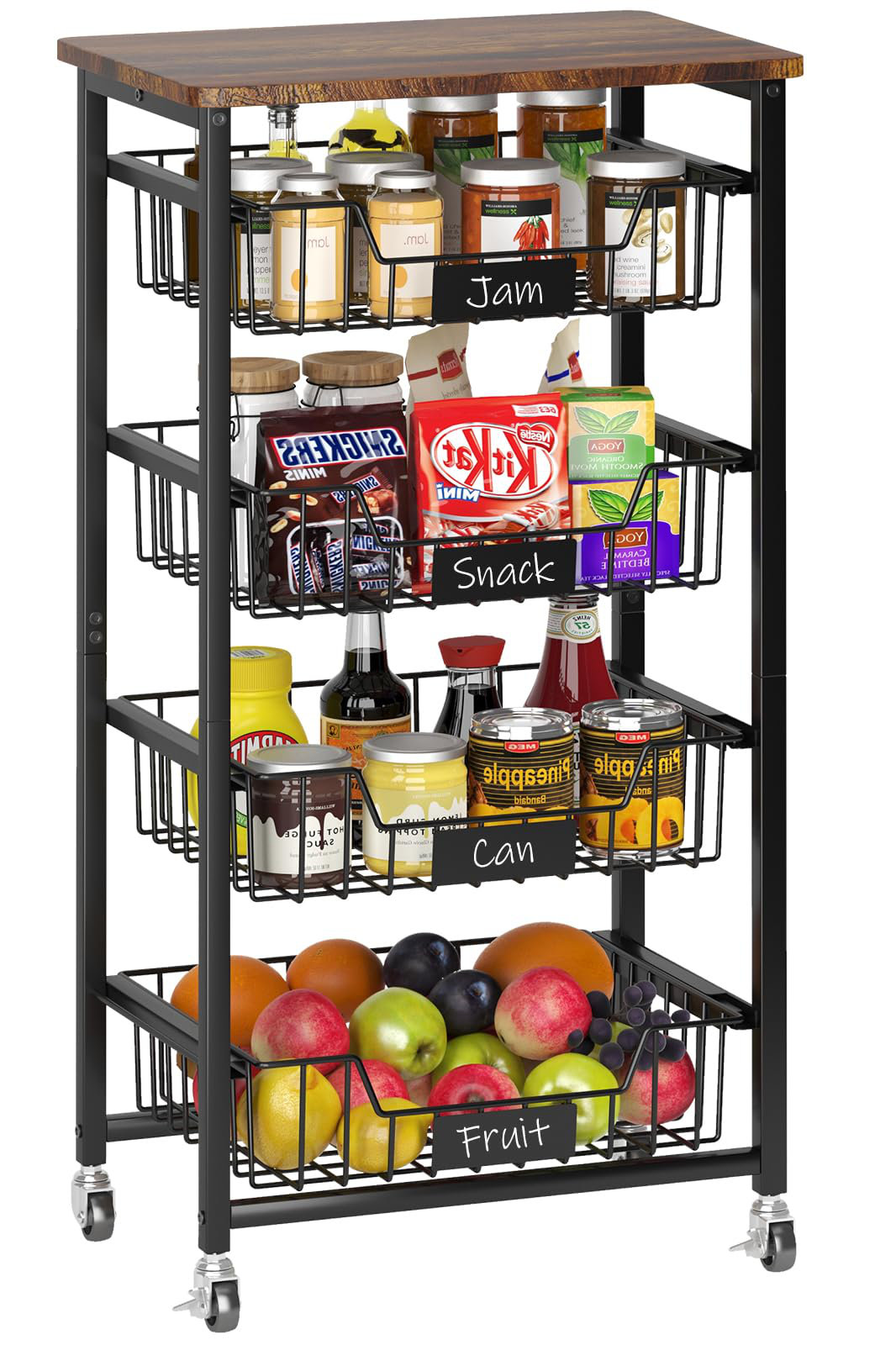 17 Stories Kitchen Storage Cart With Wheels, 5-Tier Metal Utility ...