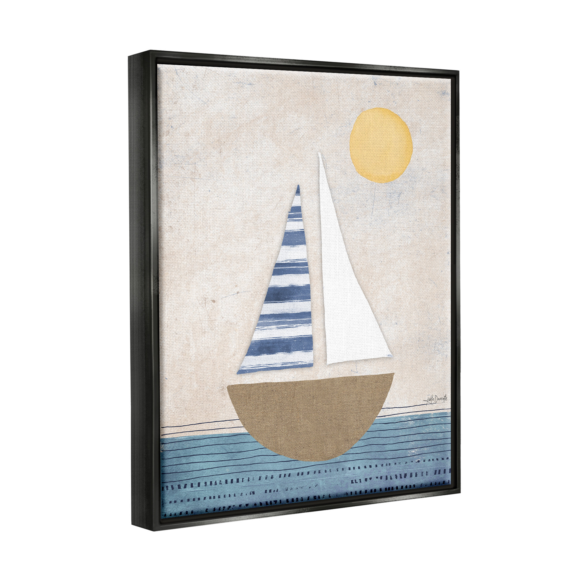 Breakwater Bay Geometric Sailboat Striped Ocean Water by Katie Doucette ...