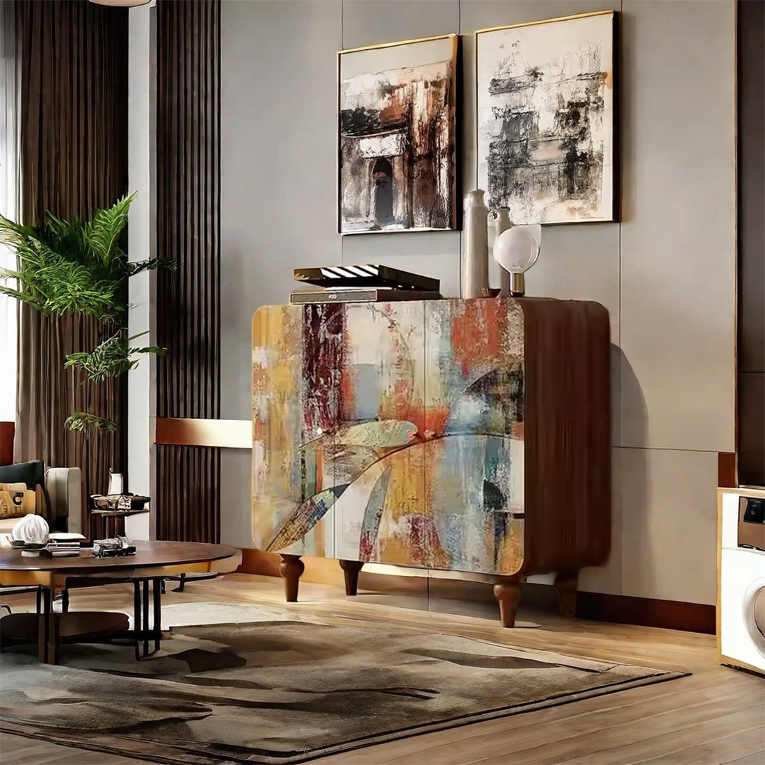 Vivid Space Creation Elegant Ash Cabinet with Brass Handles | Wayfair