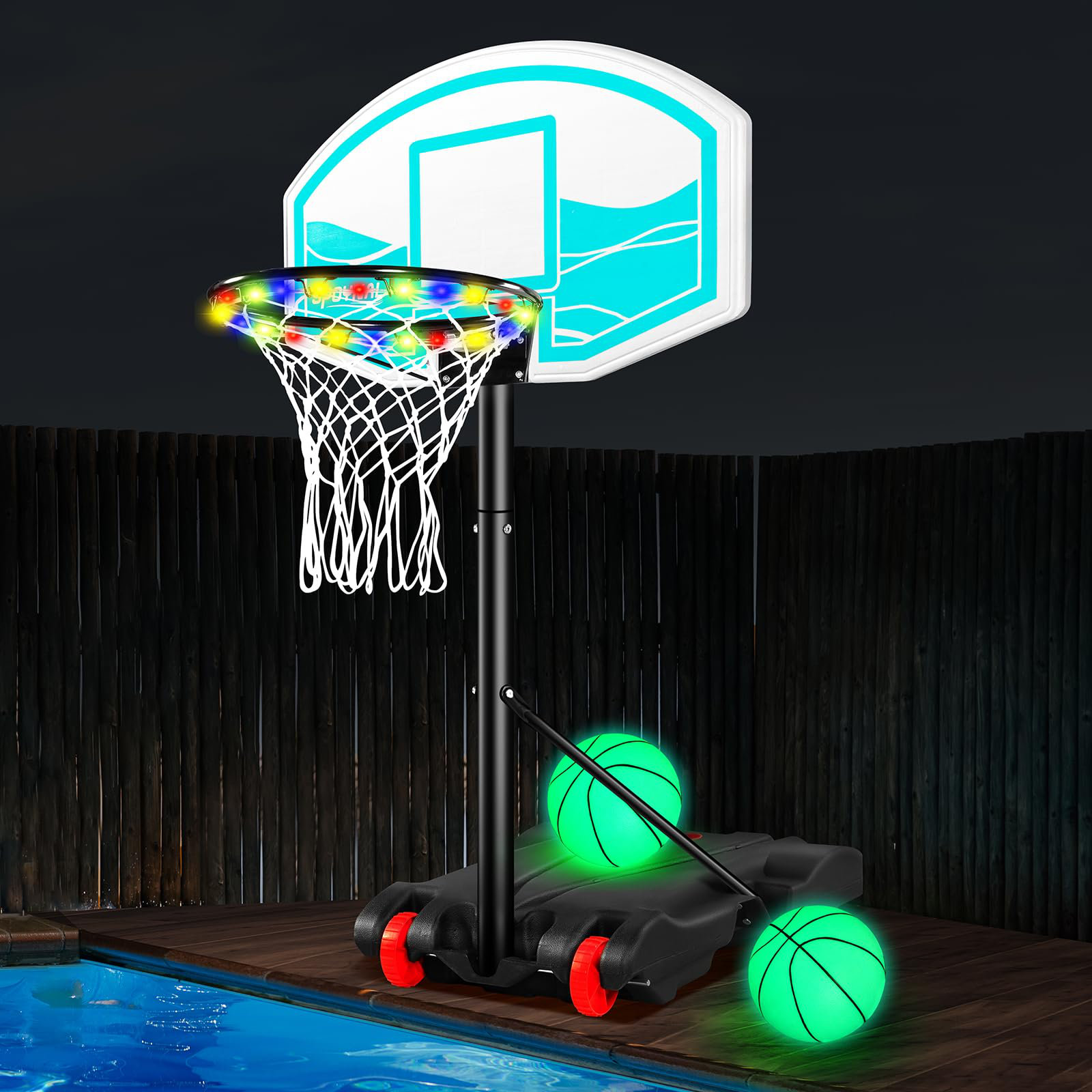 JETEHO Adjustable Swimming Pool Basketball Hoop - 7- Height Pool ...