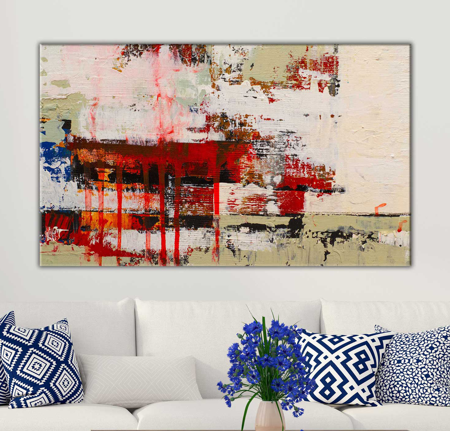 Ebern Designs 'Abstract Red' Acrylic Painting Print on Wrapped Canvas ...
