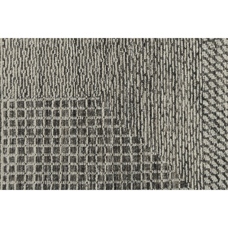 Stark Geometric Wool Gray Area Rug & Reviews | Perigold