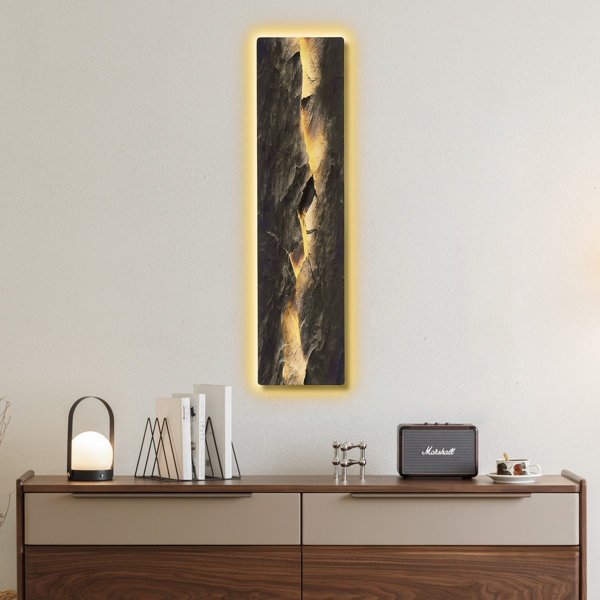 Orren Ellis Led Wall Art – Backlit Abstract Cracked Stone Panel, Usb ...