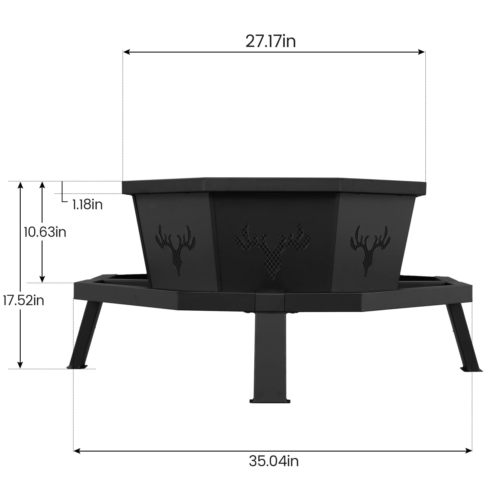 Bigbiglife 35 Inch Octagonal Fire Pit,Outdoor Fire Pit,Wood Burning ...
