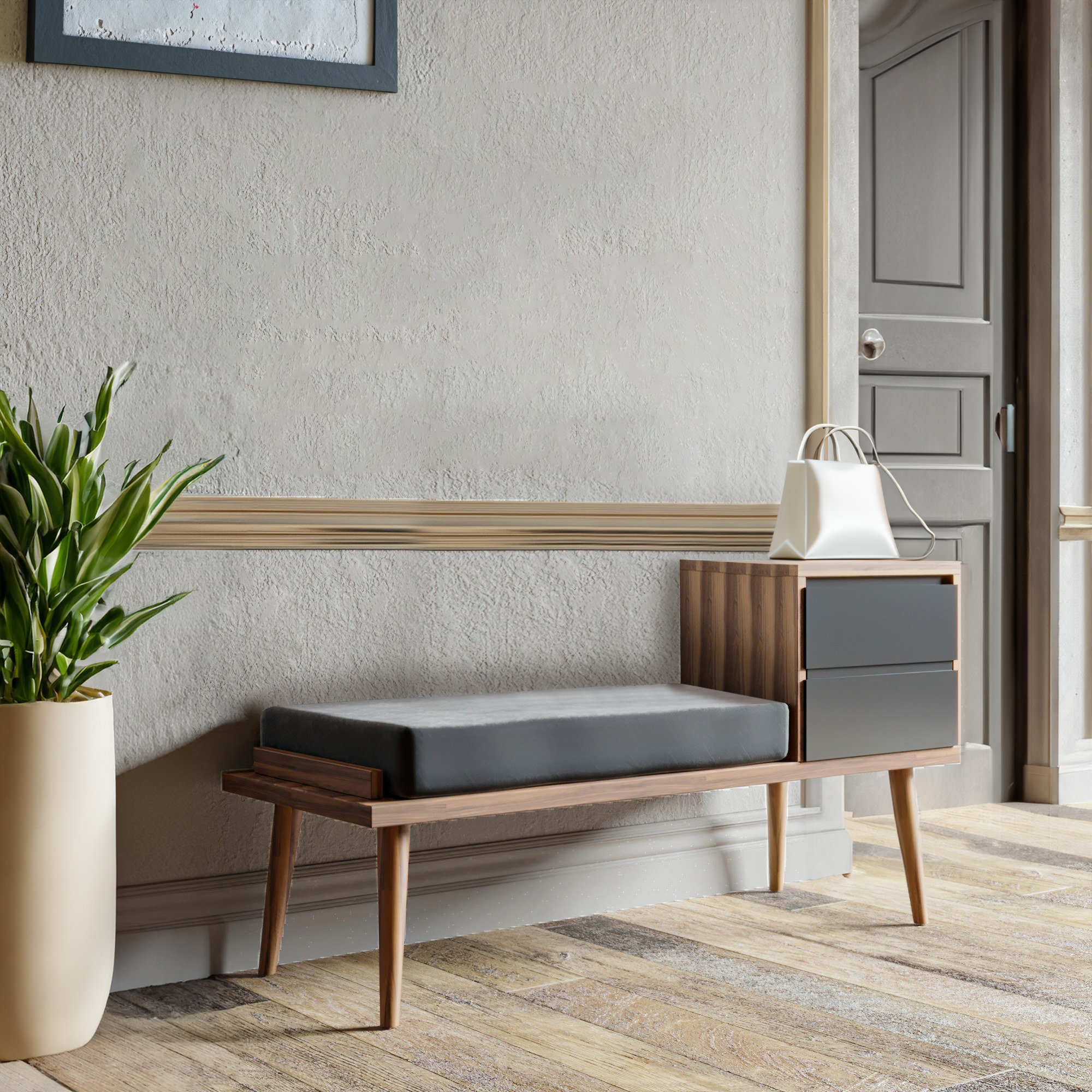 Corrigan Studio® Storage Bench 47.2'' Wide With Bench And 2 Drawers ...