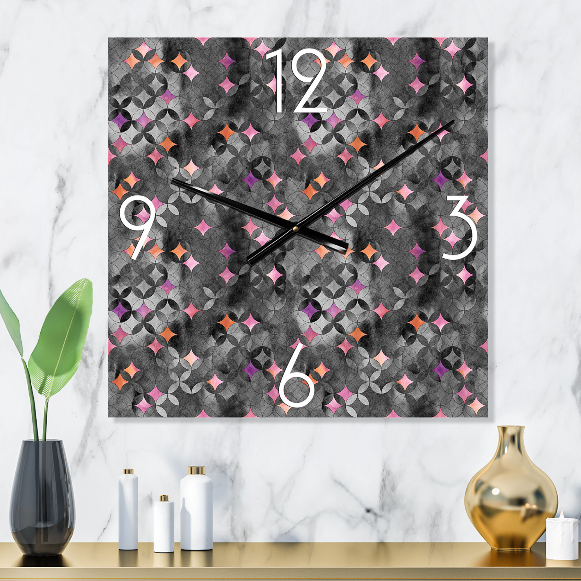 East Urban Home Geometry Intersecting Circles with Pink Stars - Modern ...