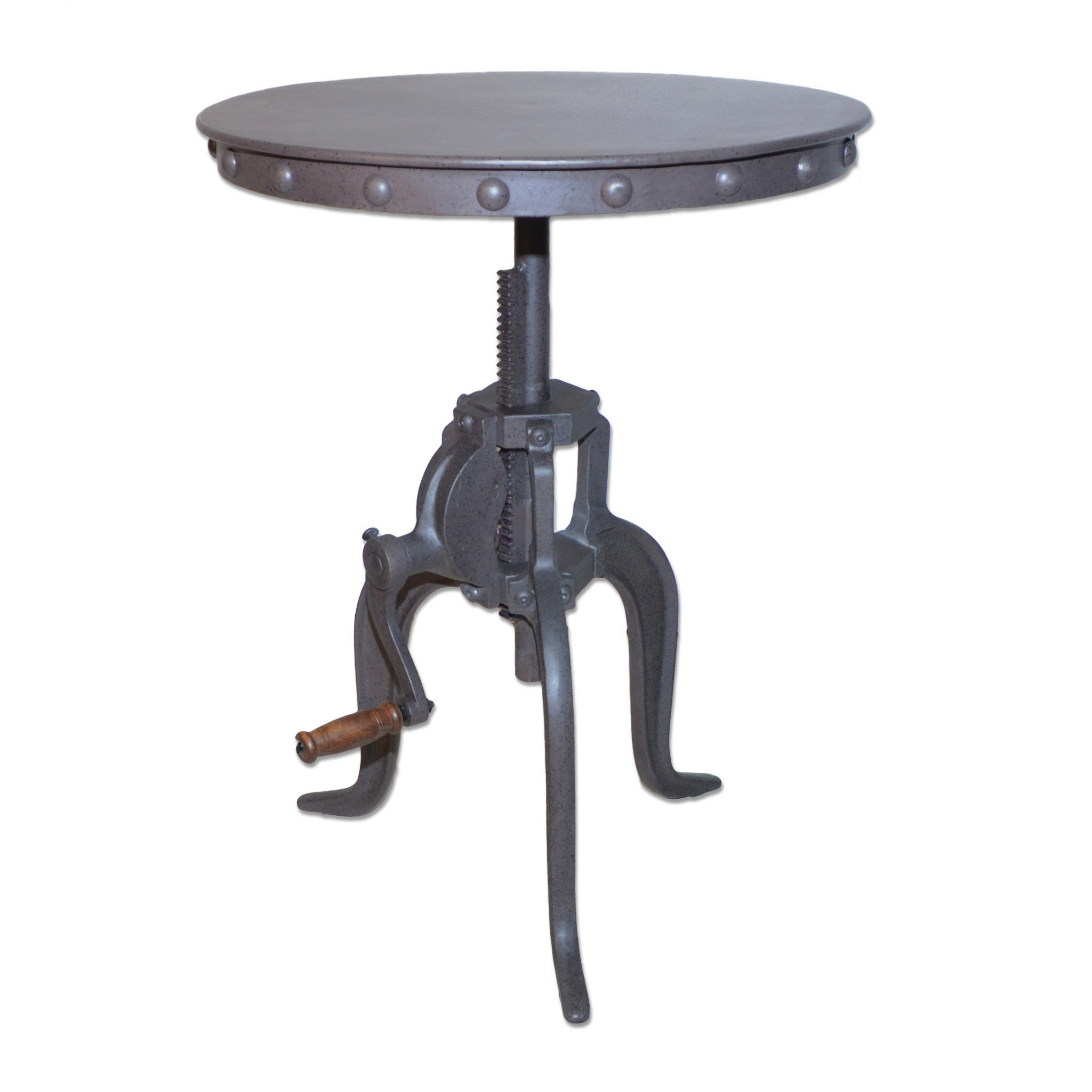Williston Forge Fiorela 18" Gray Iron Height Adjustable Round End Table ...