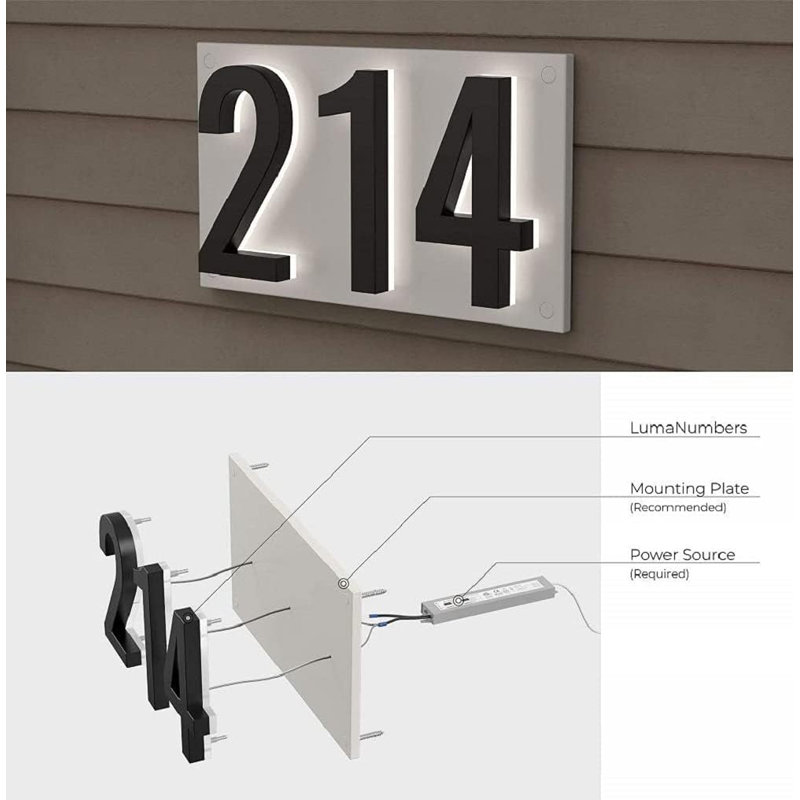 Modern Lights ABS-Polymer Lumanumbers 7'' H ABS-Polymer House Number ...