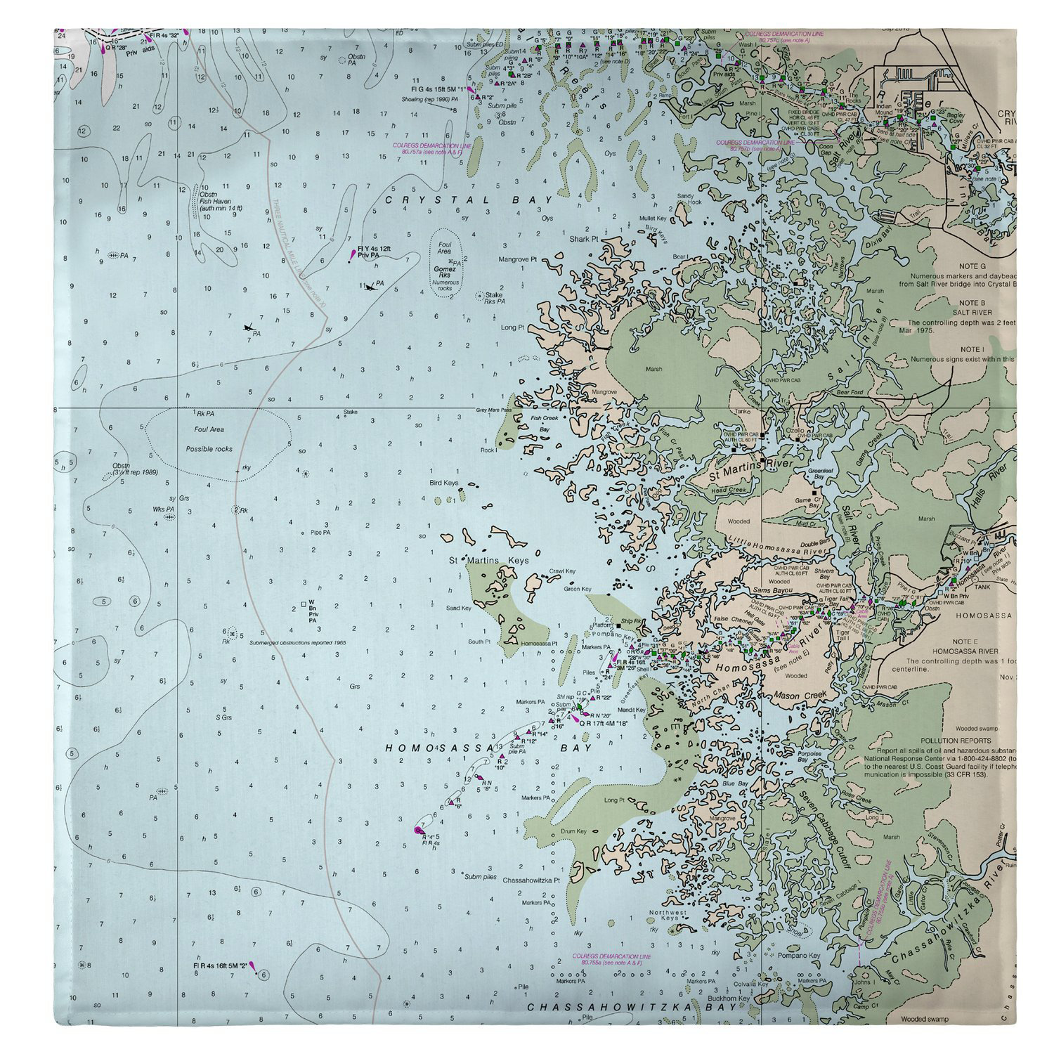 Breakwater Bay Seiler Crystal to Homosassa Bay MD Nautical Map Hand ...