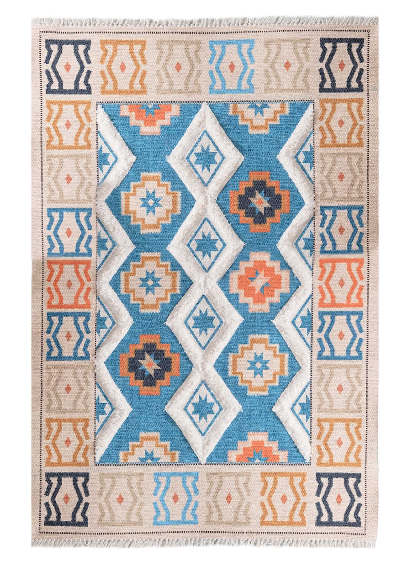 Union Rustic Iyleen Machine Made Carpet Turquoise Orange Color Argyle ...