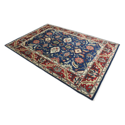 Bungalow Rose Lynton Handmade Hand-Knotted Red/Blue/Beige Rug & Reviews ...