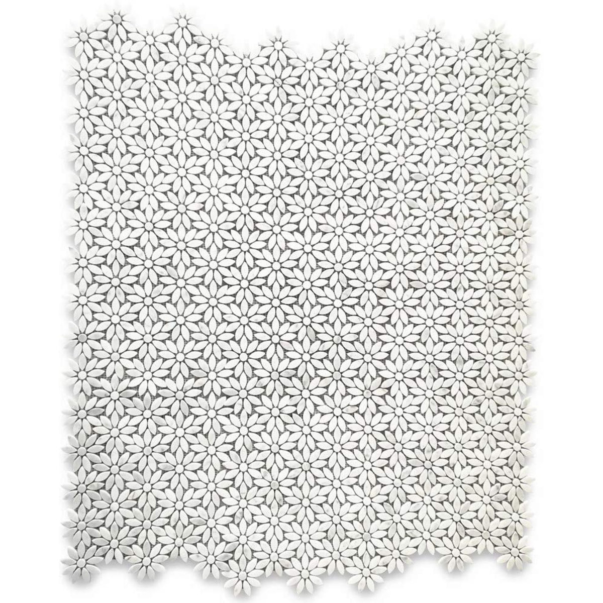 Porpora 12” x 12” Carrara White Daisy Flower Mosaic Marble Tile Sheets ...