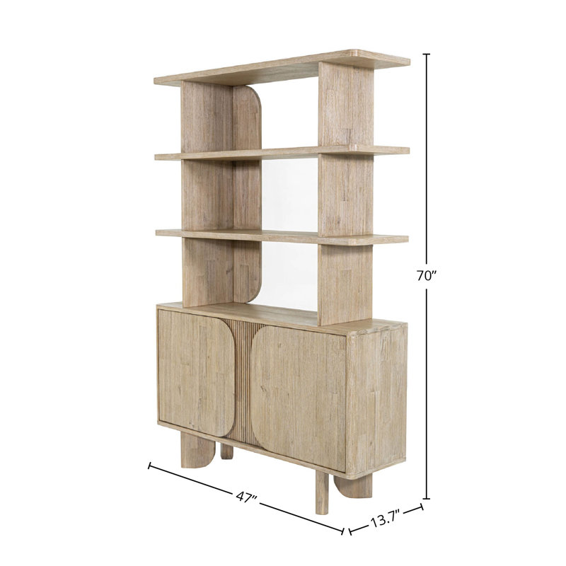 Gracie Oaks Moncure Hina Acacia Bookcase | Wayfair