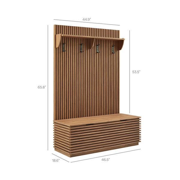 Latitude Run® Render Fluted 3-in-1 Hall Tree With Storage Bench and ...